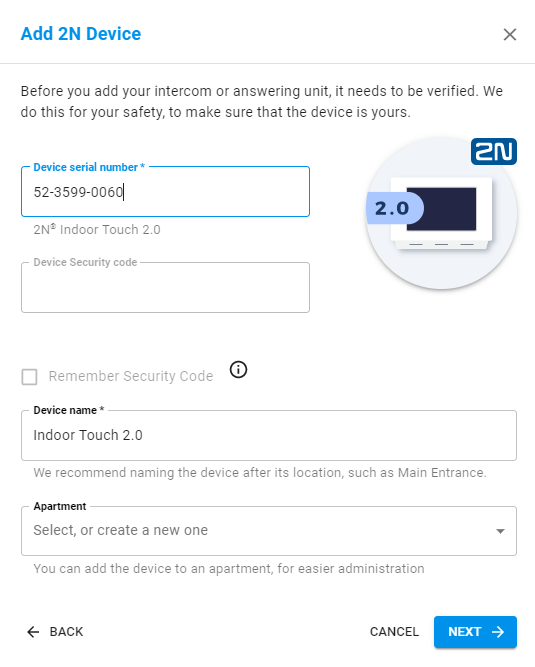 2N® Indoor Touch 2.0 - how to configure to make and receive calls through My2N2.0 - FAQ_My2N_private