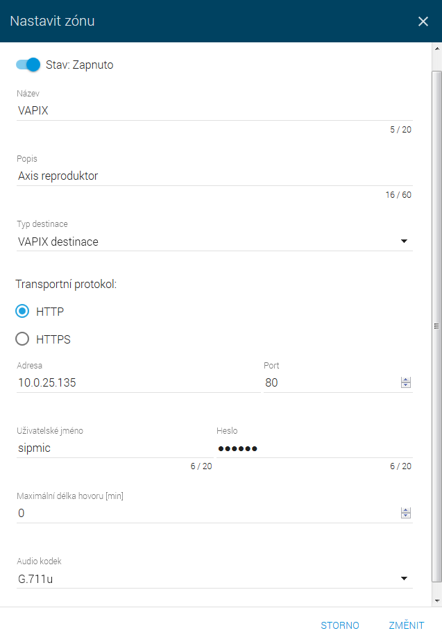 3.2.2 Announce to Zone - VAPIX - Uživatelský manuál 2N® SIP Mic