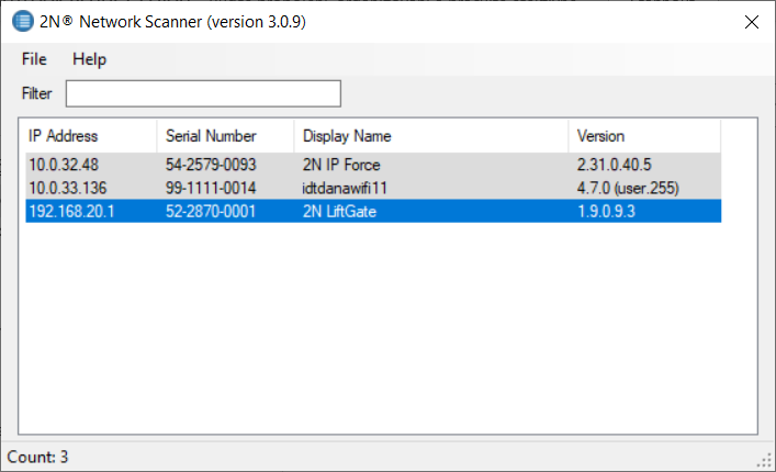 2.7 Vyhledání zařízení 2N® LiftGate v síti pomocí 2N® Network Scanner ...